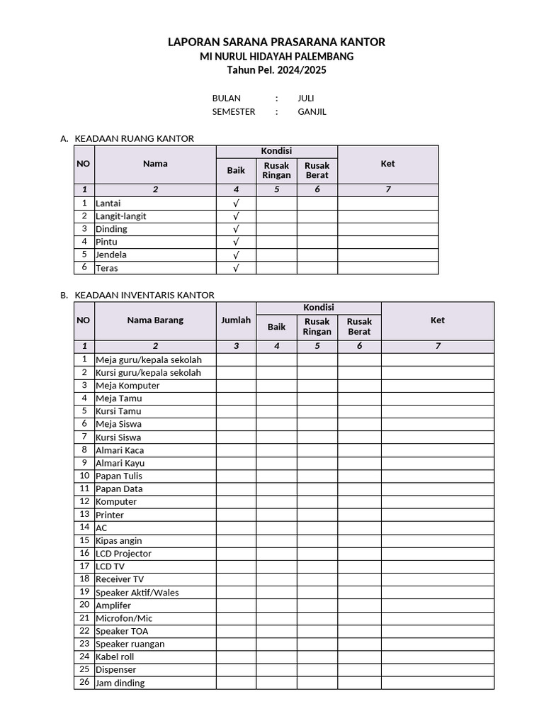 Format Sarpras 2024-2025 | PDF