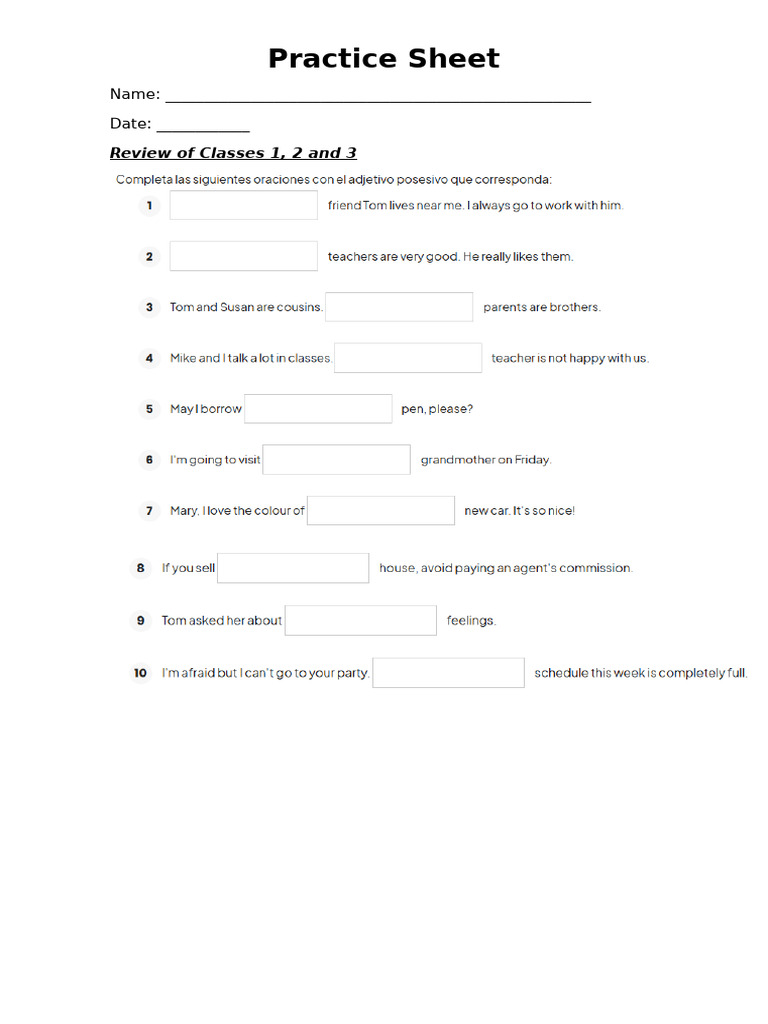 Practice Sheet - Class1 | PDF