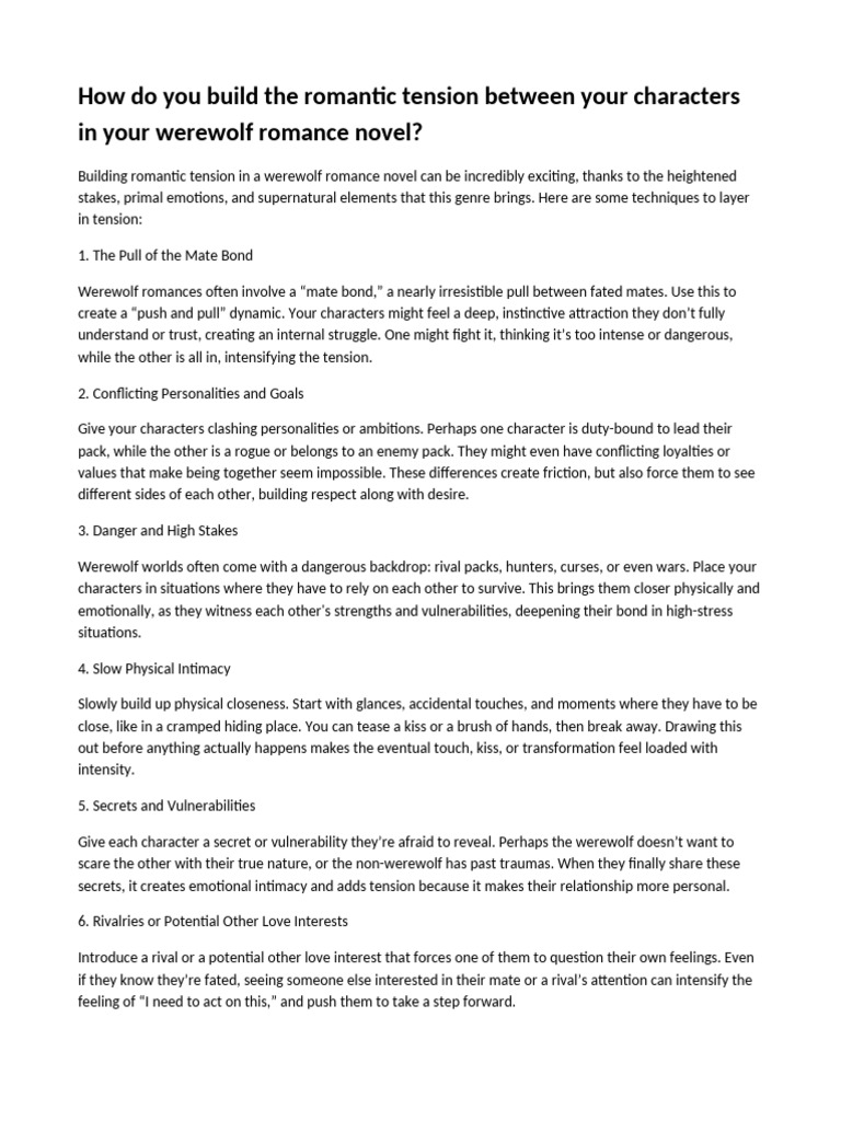 How To Byuild Up Romantic Tension Between Your Characters in Your Novel ...