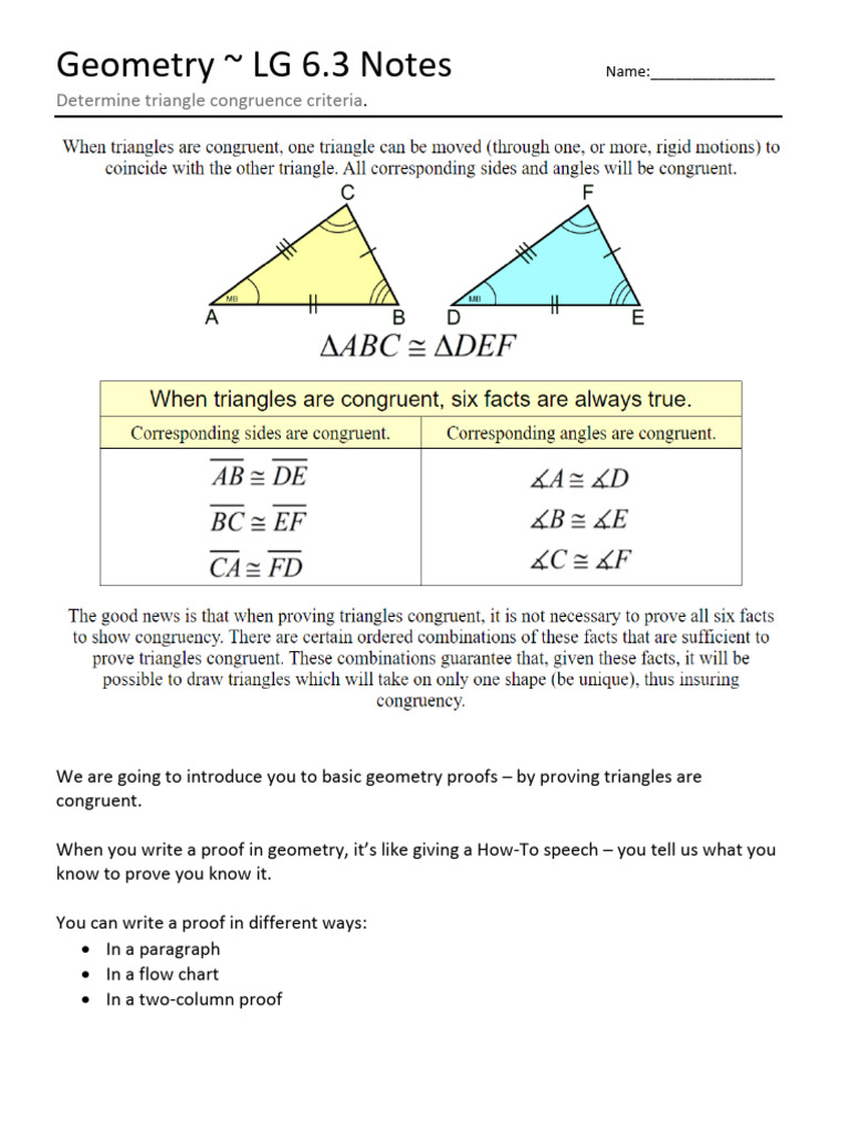 G+LG+6.3+Notes+%26+HW+-+Determine+congruence+criteria+for+triangles ...