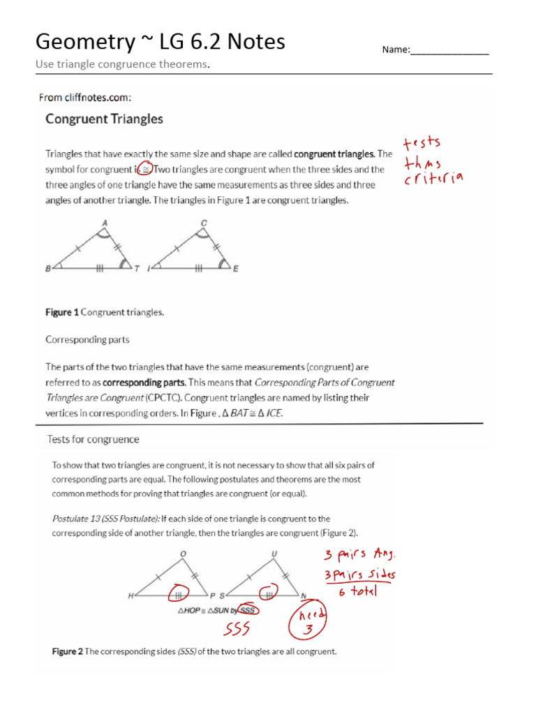 Triangle Congruence Theorems Guide | PDF | Euclidean Plane Geometry ...