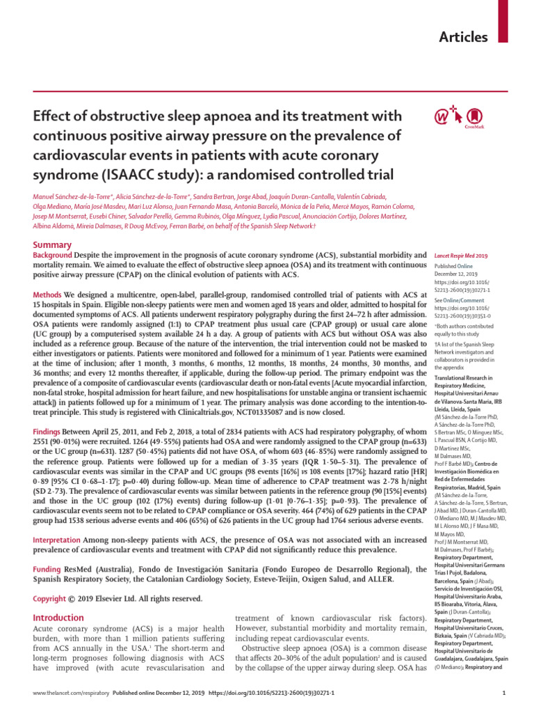 Effect of Obstructive Sleep Apnoea and I | PDF | Sleep Apnea | Cardiovascular Diseases