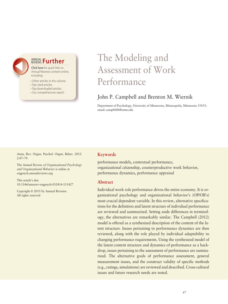 The Modeling and Assesment of Work Performance | PDF | Leadership ...