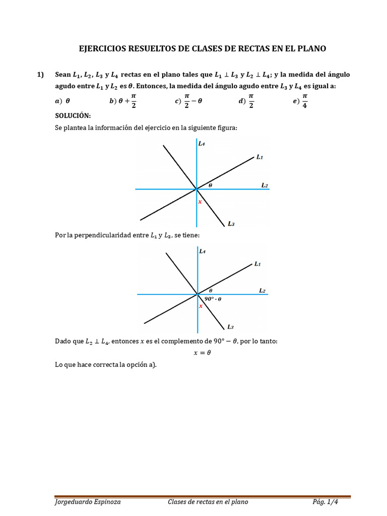 Ejercicios resueltos 7.2 - Clases de rectas en el plano-1-1 | PDF ...