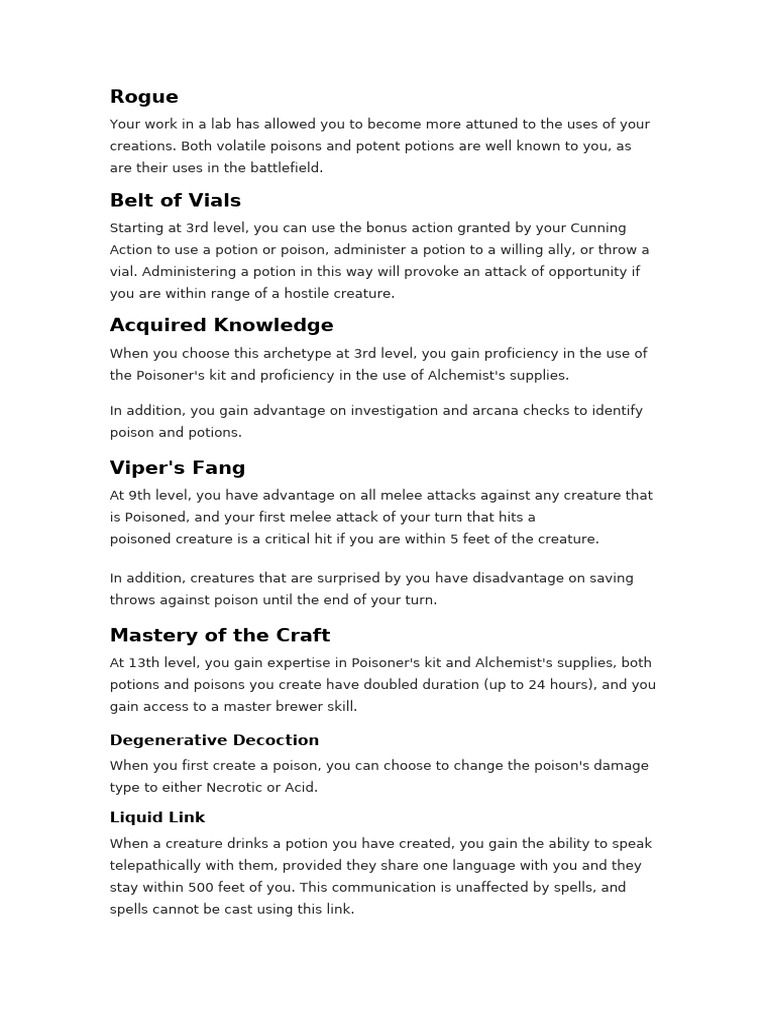 Pícaro. Alquimista Envenenador | PDF