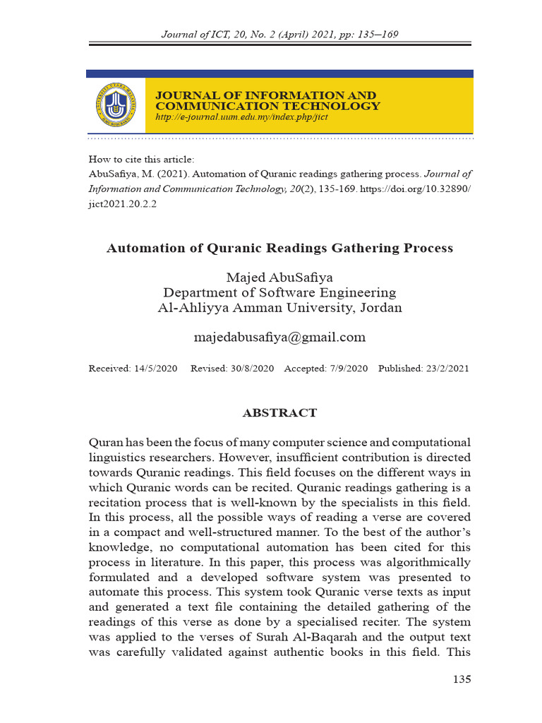 Automation of Quranic Readings Gathering Process | PDF | Quran | Islam