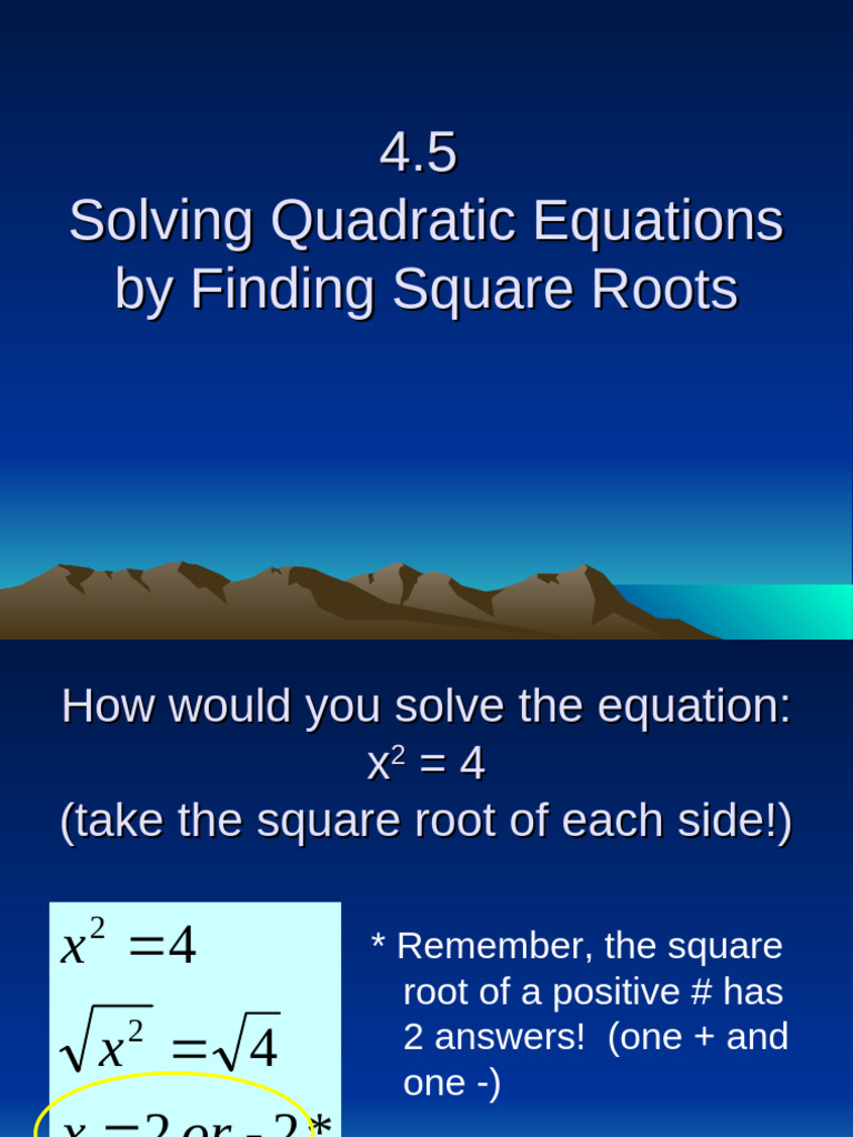4.5_solving_quadratics_with_square_roots (3) (1) 2 | PDF | Arithmetic ...