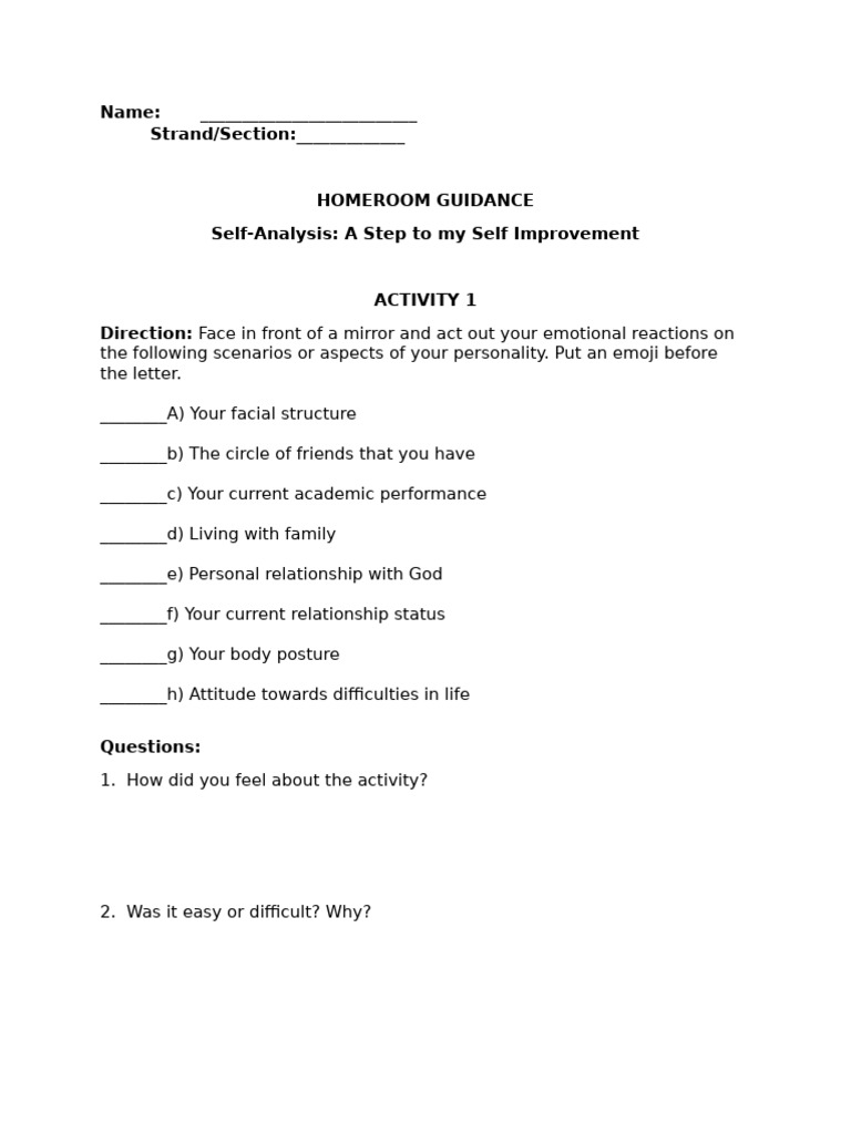 Activity Homeroom Guidance | PDF