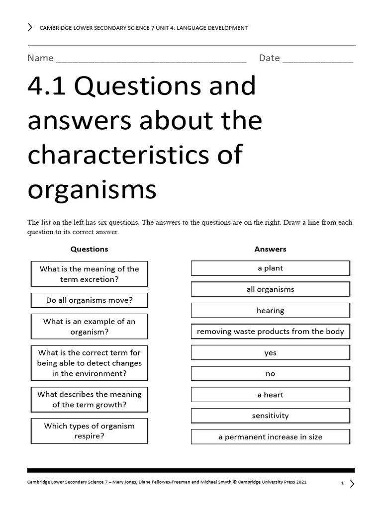 S7 U4 Language Worksheets | PDF | Biology