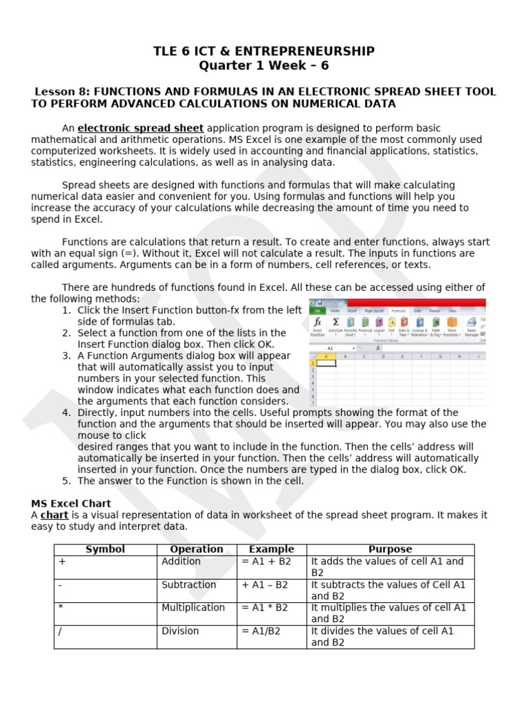 Tle 6 Q1 Week 6 Lecture | PDF | Spreadsheet | Microsoft Excel