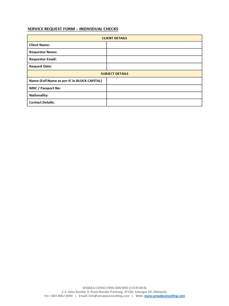 Service Request Form | PDF
