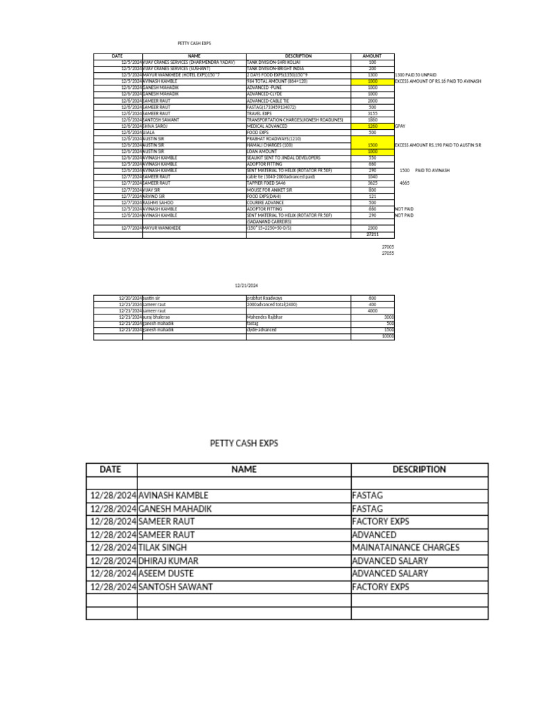 Petty Cash Exps | PDF