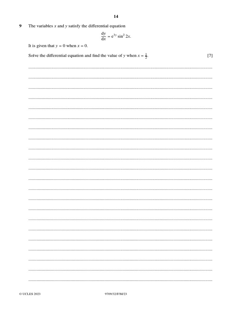 C10 Differential Equations Paper 2023 | PDF | Equations | Mathematical ...