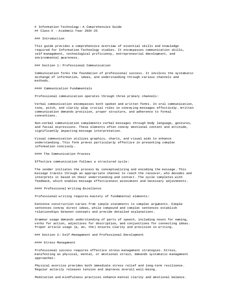 Information Technology Guide | PDF | Communication | Entrepreneurship