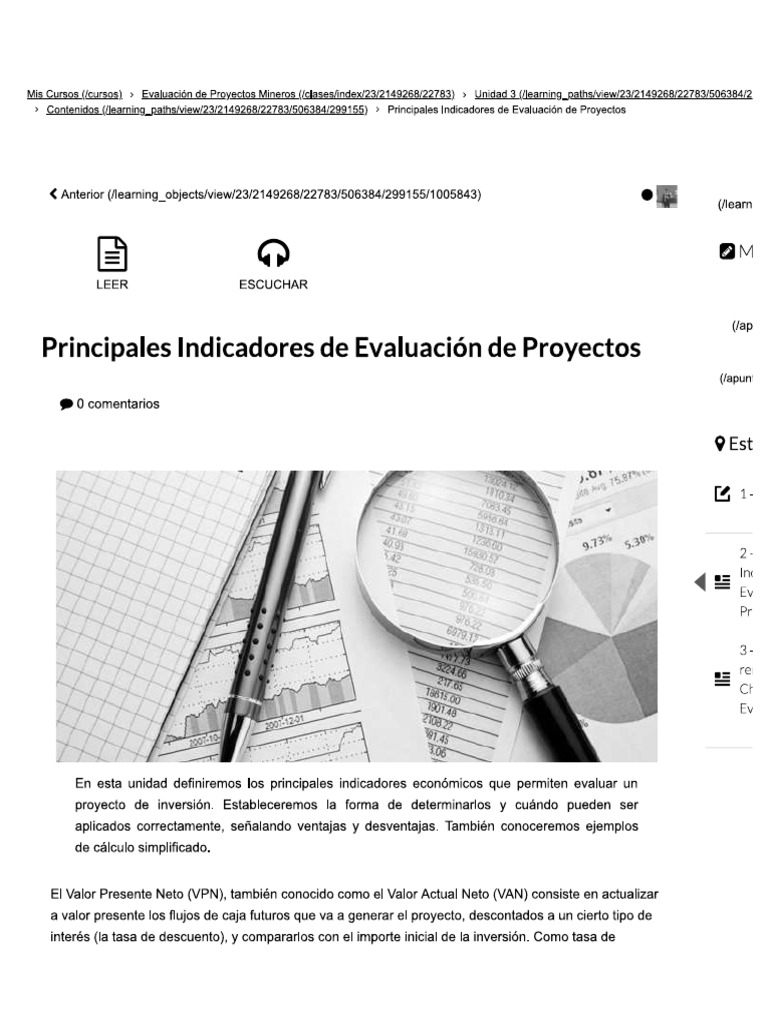 2.a. - Principales Indicadores de Evaluacion de Proyectos | PDF