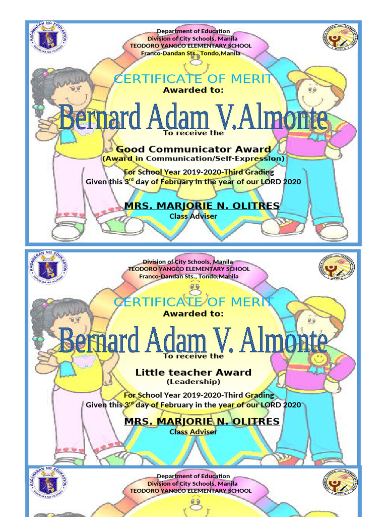 GAD Certificate Templates for Awards | PDF | Cognition | Pedagogy