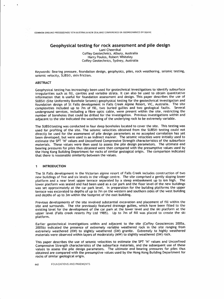 Geophysical Testing For Rock Assessment | PDF