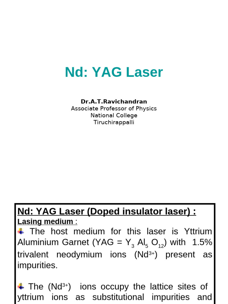 III UG - Nd-YAG Laser | PDF | Laser | Applied And Interdisciplinary Physics