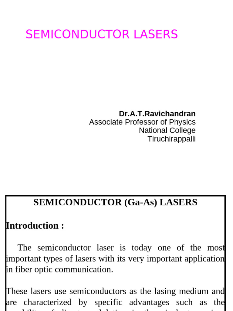 III UG - Semiconductor Laser | PDF | Laser Diode | Laser