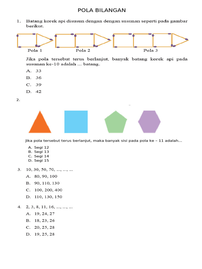 Lat Soal Dan Uh Pola Bilangan | PDF