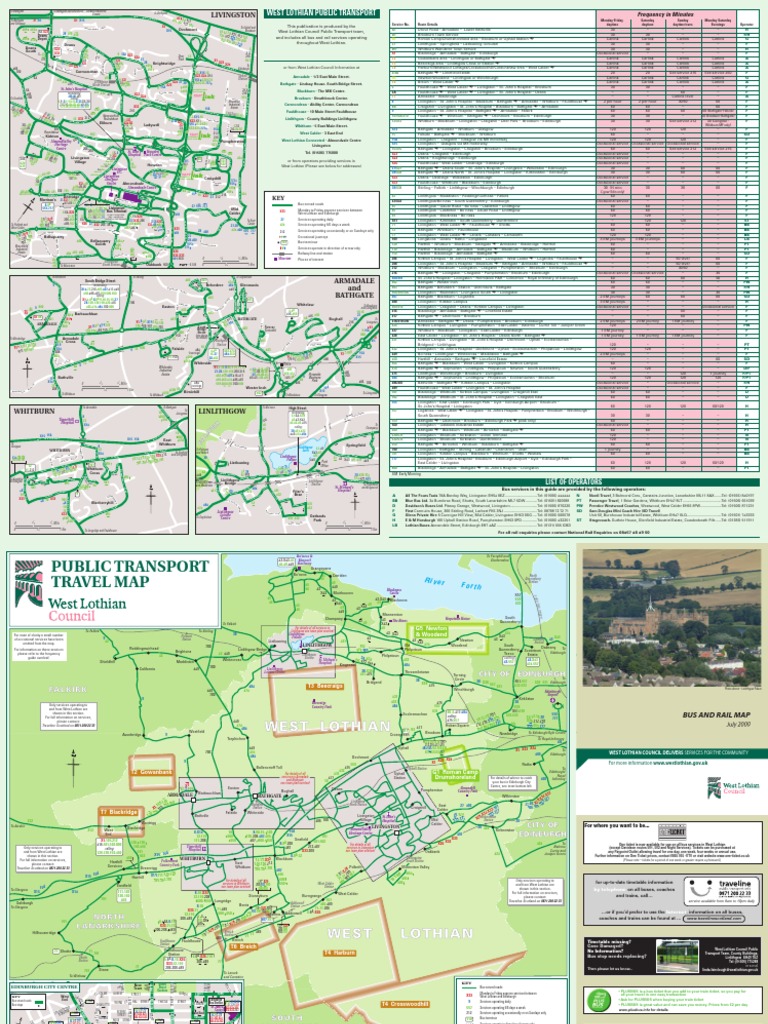 W Lothian Bus & Rail Map | Edinburgh | Bus Transport