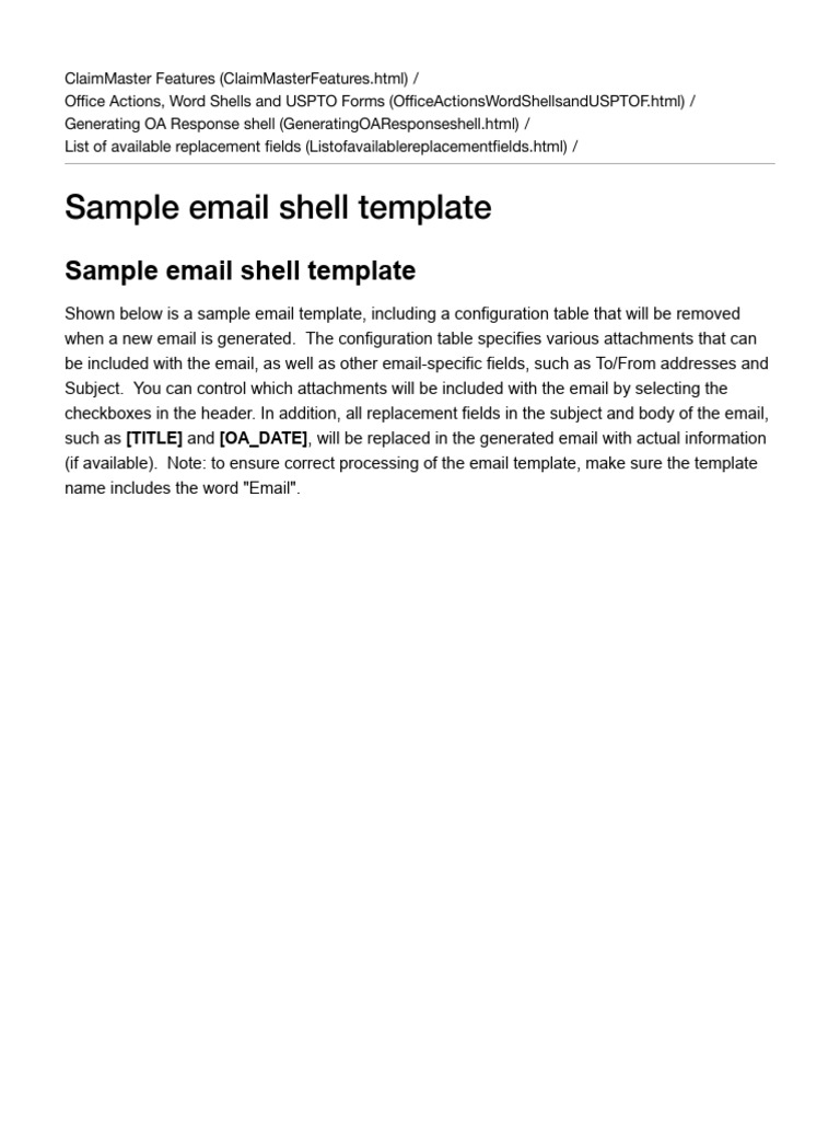 Sample Email Shell Template | PDF