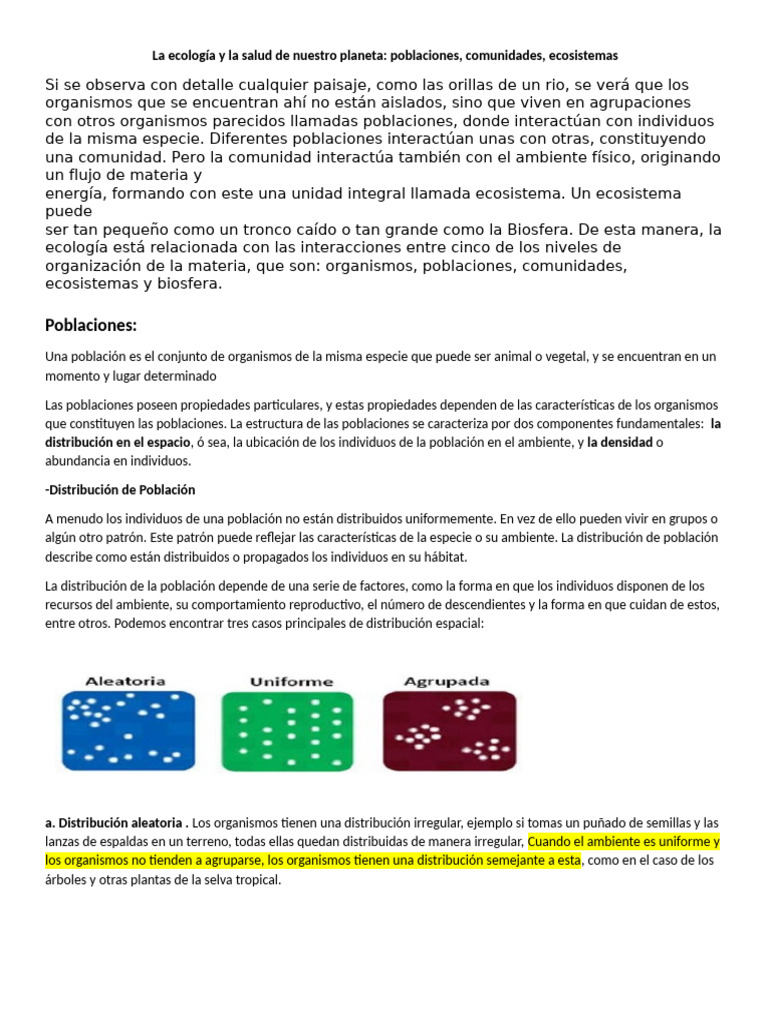 La Ecología y La Salud de Nuestro Planeta | PDF | Ecosistema | Ecología