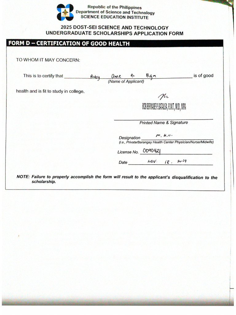 Certificate of Good Health | PDF