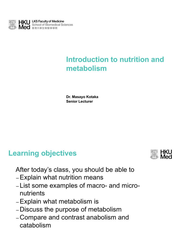 Introduction to Nutrition and Metabolism | PDF | Metabolism | Diet ...