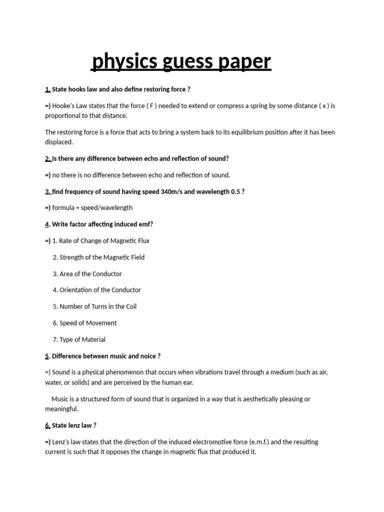 physics guess 1 | PDF | Transformer | Electromagnetic Induction