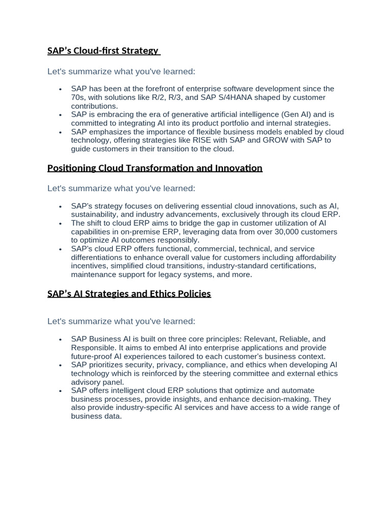 SAP's Cloud-First AI Strategy | PDF | Cloud Computing | Enterprise Resource Planning