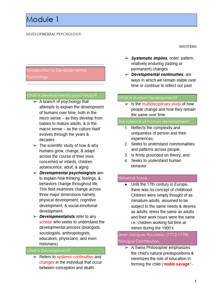 TRANSES DEV PSYCH Module 1 | PDF | Developmental Psychology | Hypothesis