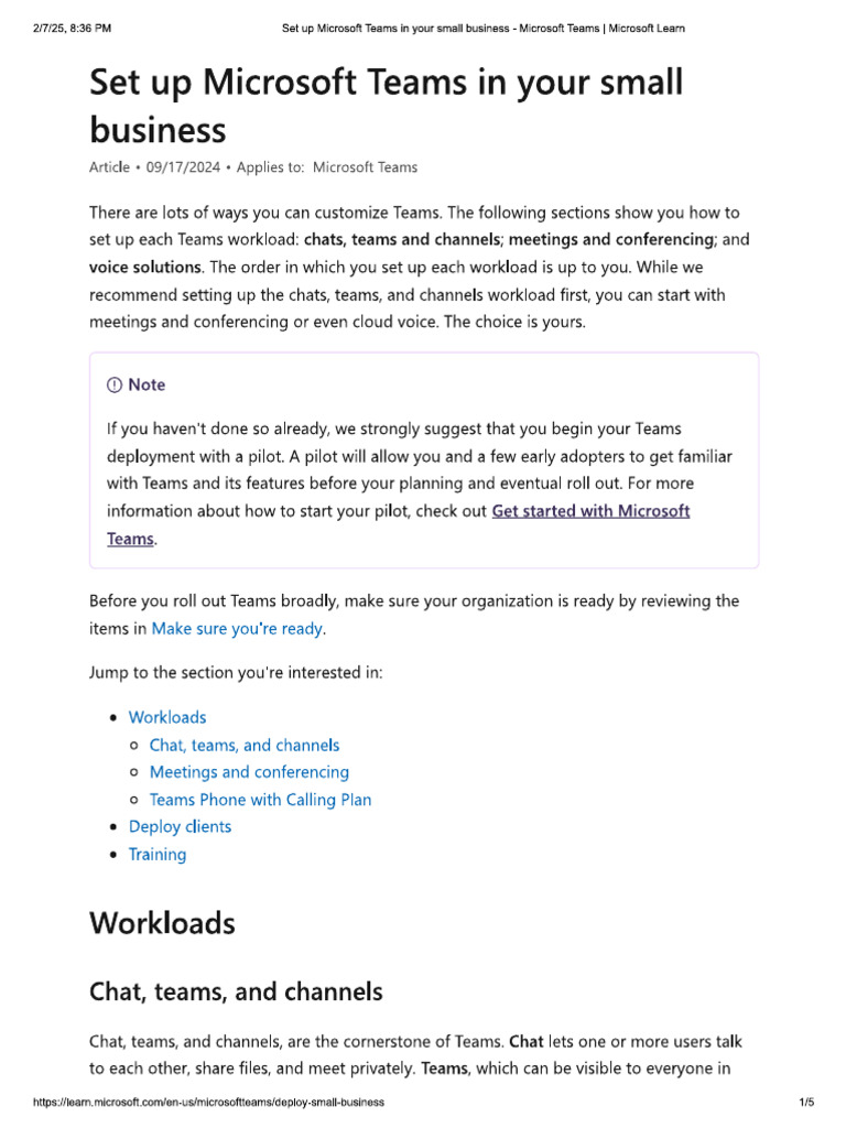 Set Up Microsoft Teams in Your Small Business | PDF