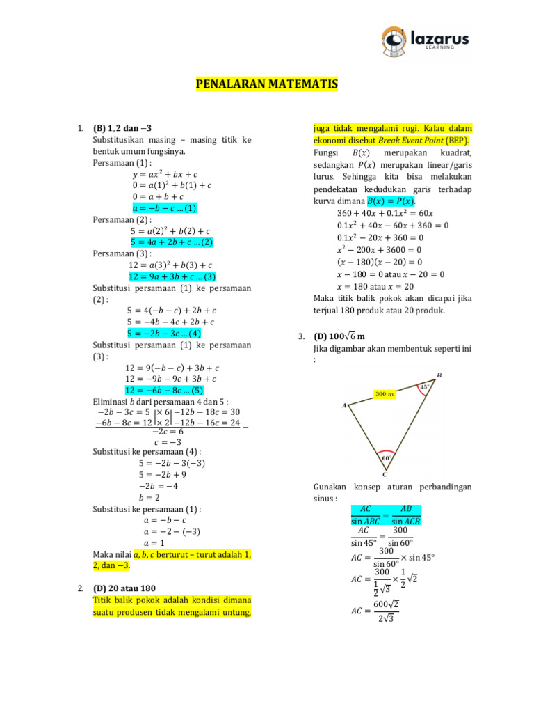 Pembahasan PM Paket Soal 021 | PDF