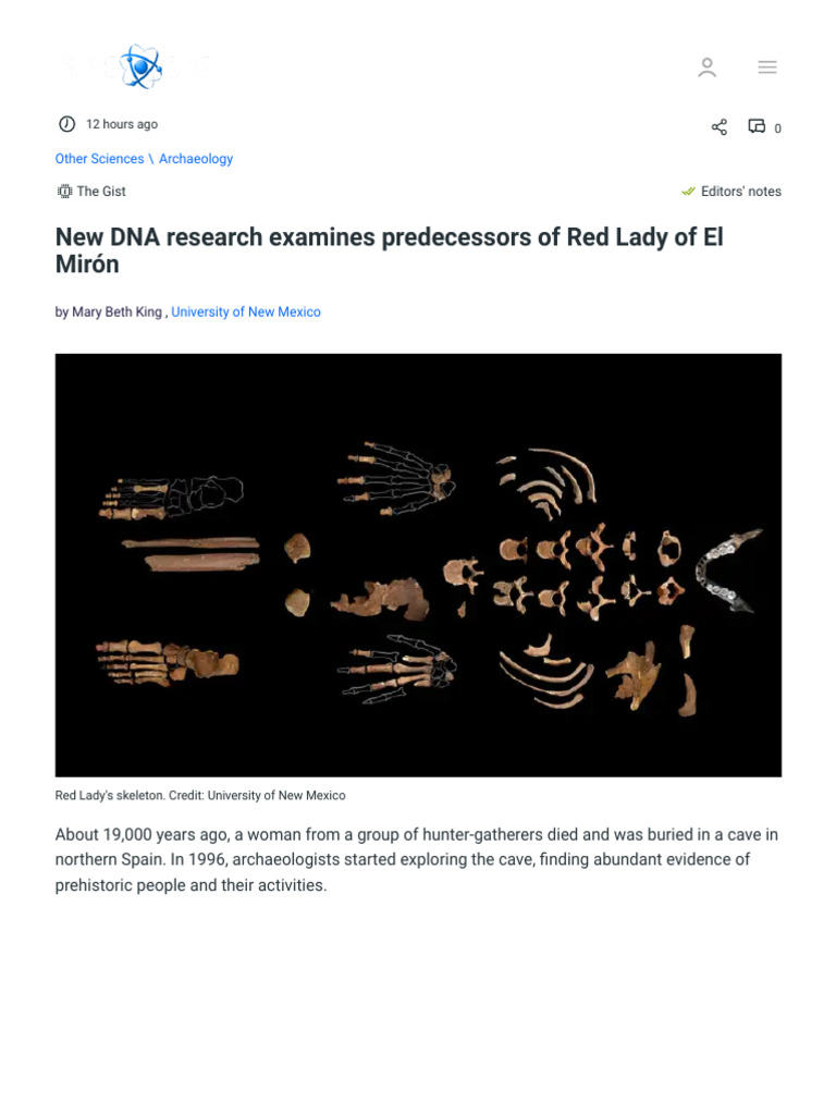 New DNA Research Examines Predecessors of Red Lady of El Mirón | PDF ...
