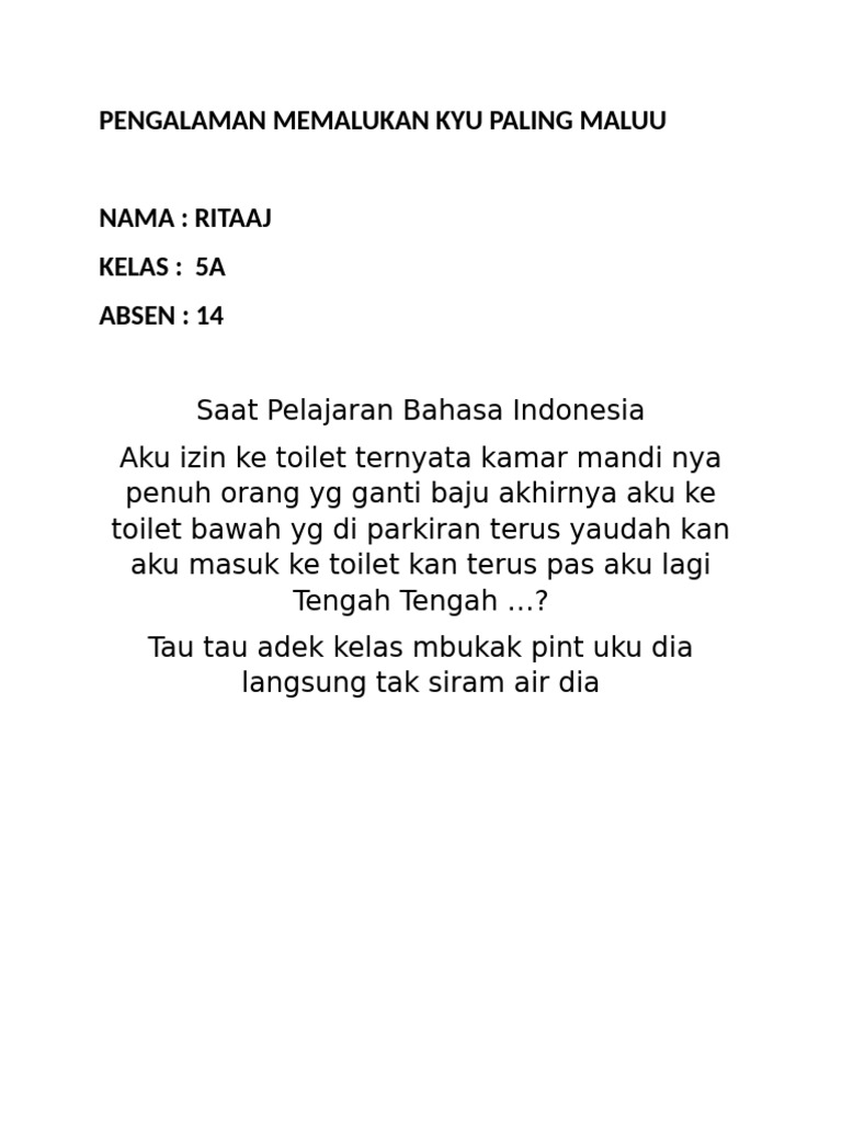 Pengalaman Memalukan Kyu Paling Maluu | PDF