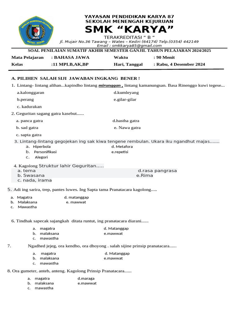 Format Master Soal 24-25 (1) | PDF