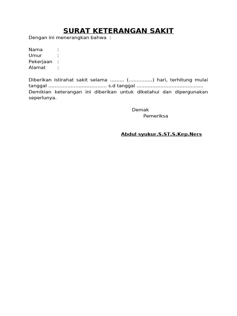 Surat Keterangan Sakit | PDF