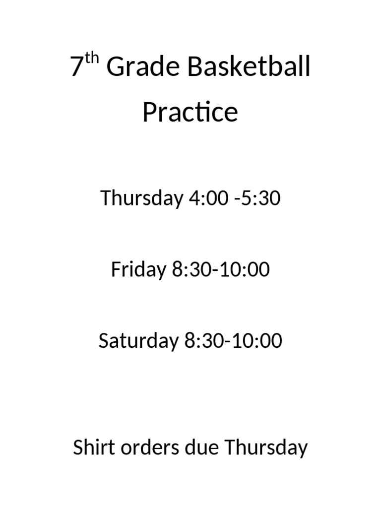 7th Grade Basketball Week One Practice | PDF