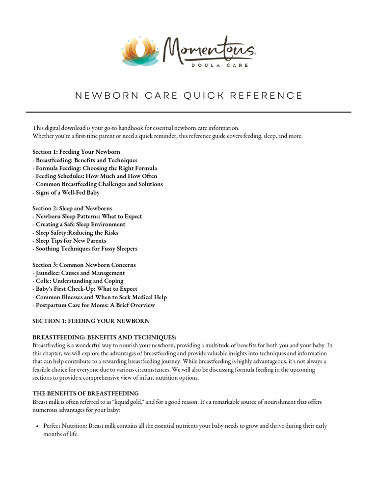 Newborn+Care+Quick+Reference+Guide | PDF | Breastfeeding | Infants
