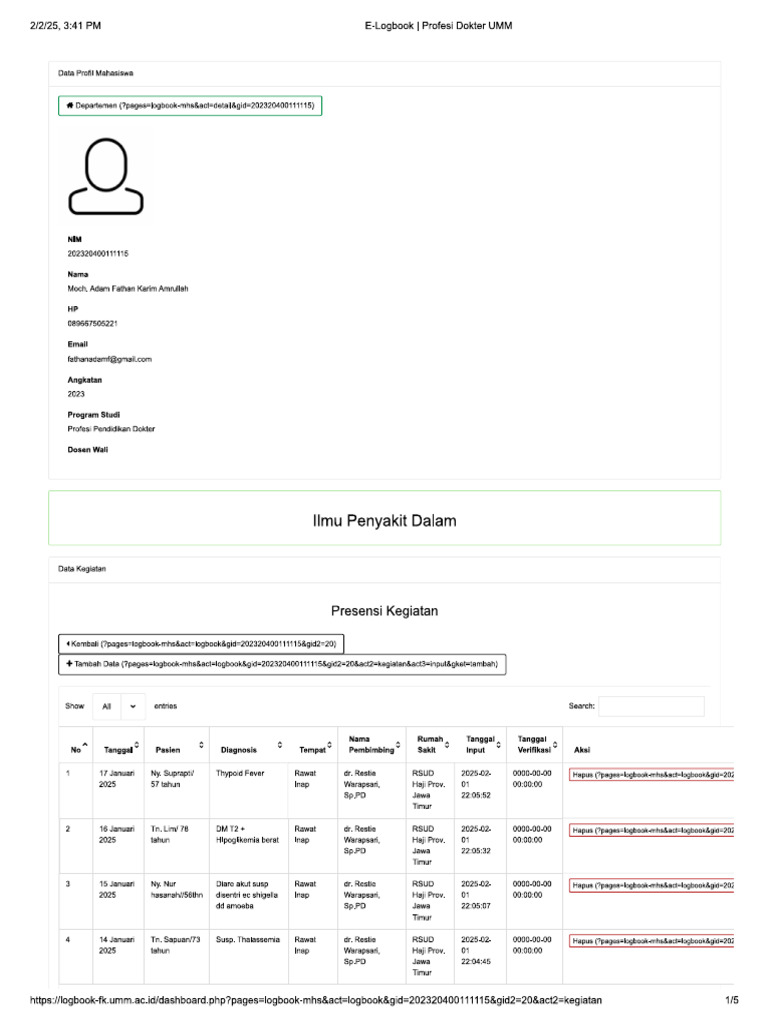 Presensi Kegiatan - Moch Adam | PDF