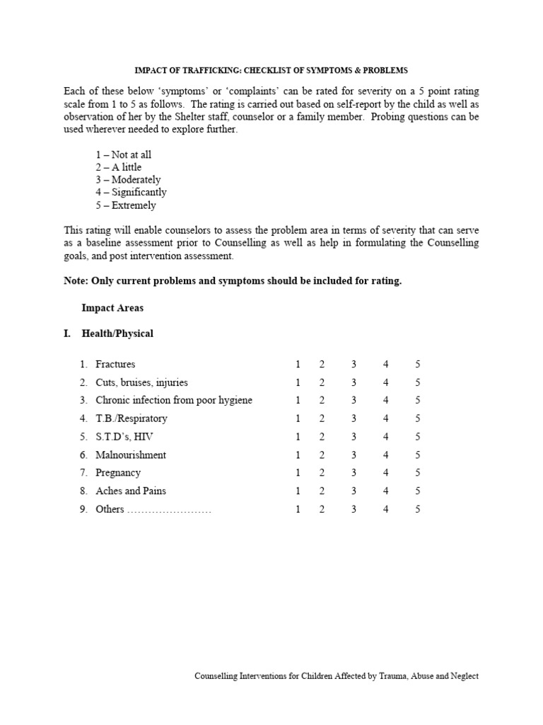 Trauma checklist | PDF | Psychological Trauma | Child Abuse