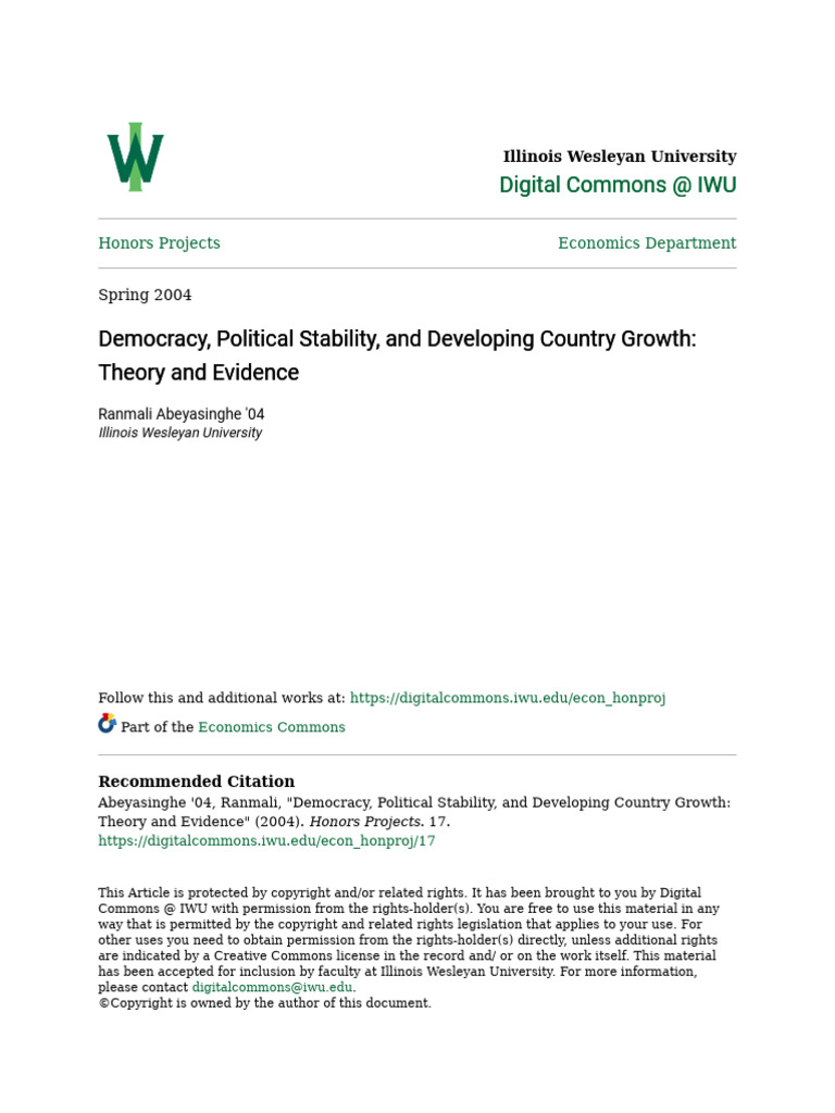 Democracy Political Stability and Developing Country Growth - TH | PDF ...