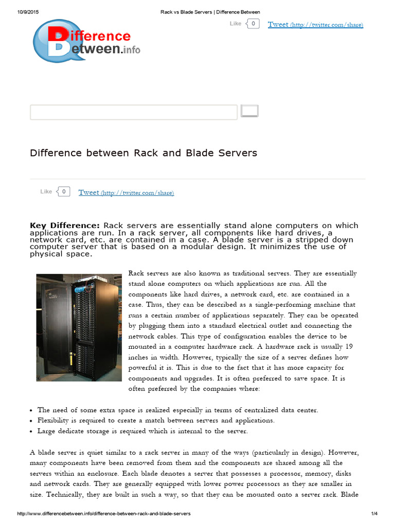 Rack vs Blade Servers _ Difference Between | PDF | Computer ...