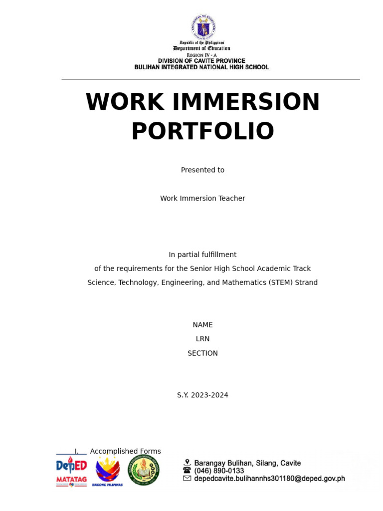 WORK-IMMERSION-PORTFOLIO-1 | PDF
