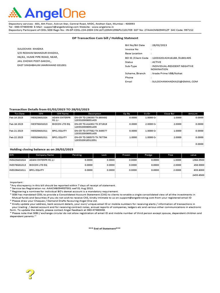 DPBillSummary 0142416188 20230228 | PDF | Financial Services | Investing