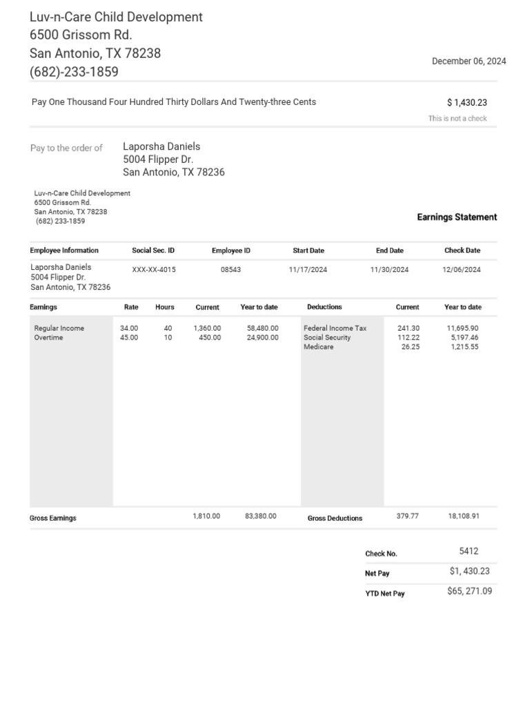 LD Earning Statement 1206 | PDF