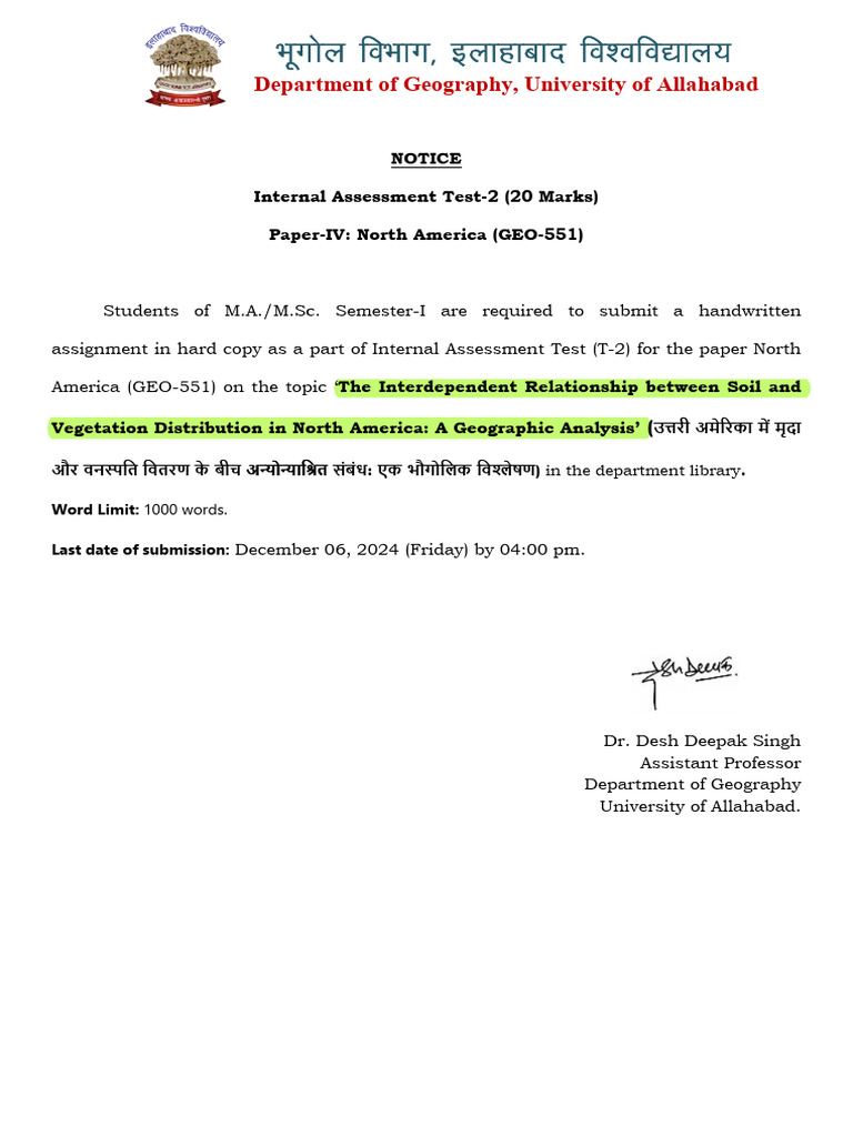 Geography Assignment Notice | PDF