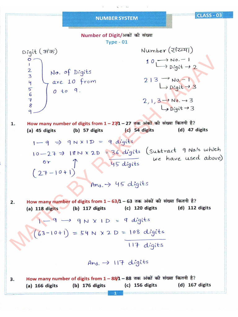Number Of Digit Notes 2 | PDF