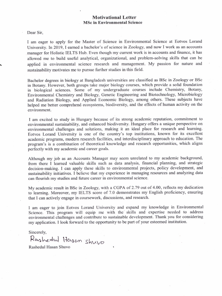 Motivational Letter | PDF